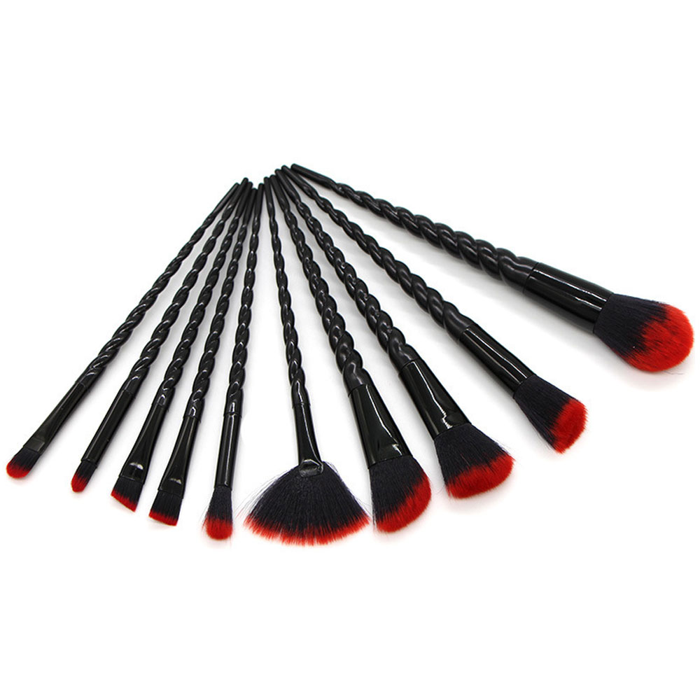 Makeup brushes :: 10 Red Hair Brushes with Black Spiral Tubes (Beauty Y ...